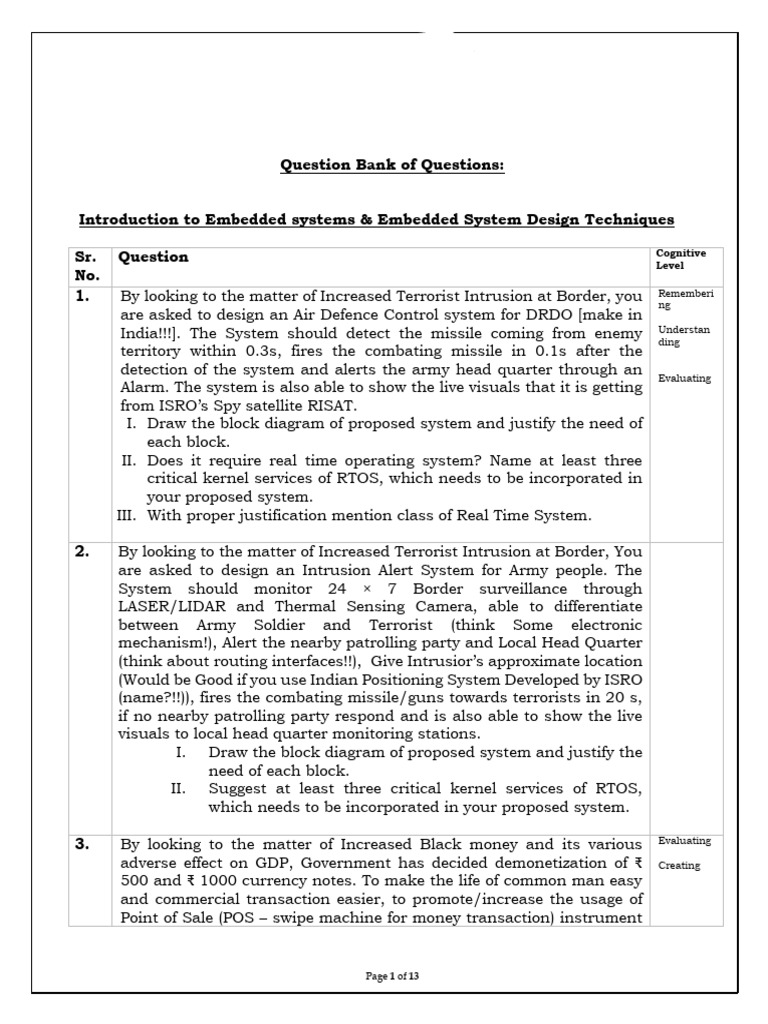 Embedded System - Question Bank | PDF | Thread (Computing) | Process (Computing)