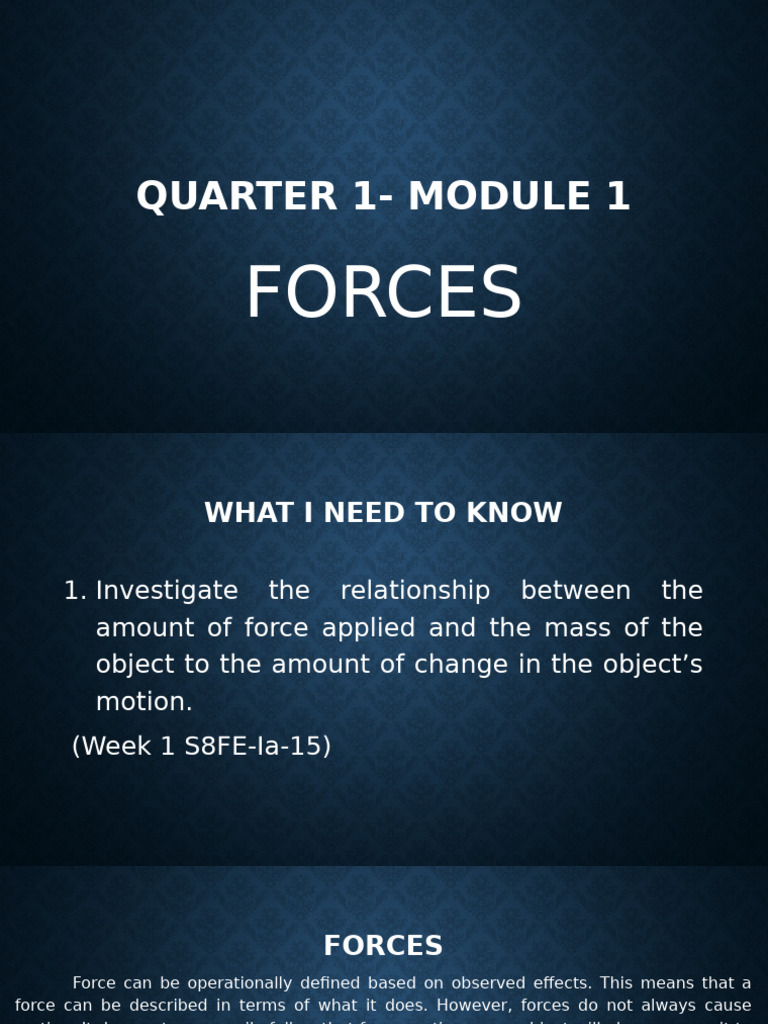 Quarter 1 Module 1 FORCE | PDF | Force | Tension (Physics)