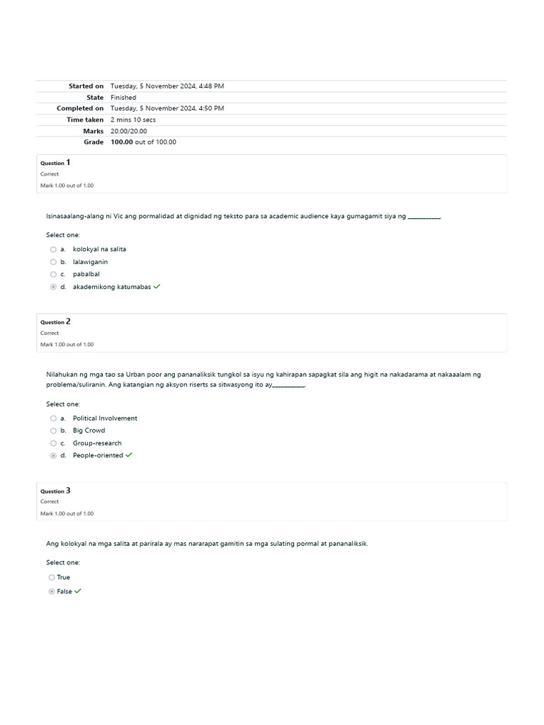 UGRD-FILI6201 Kritikal na Pagbasa, Pagsulat at pagsasalita - Midterm Q2 | PDF