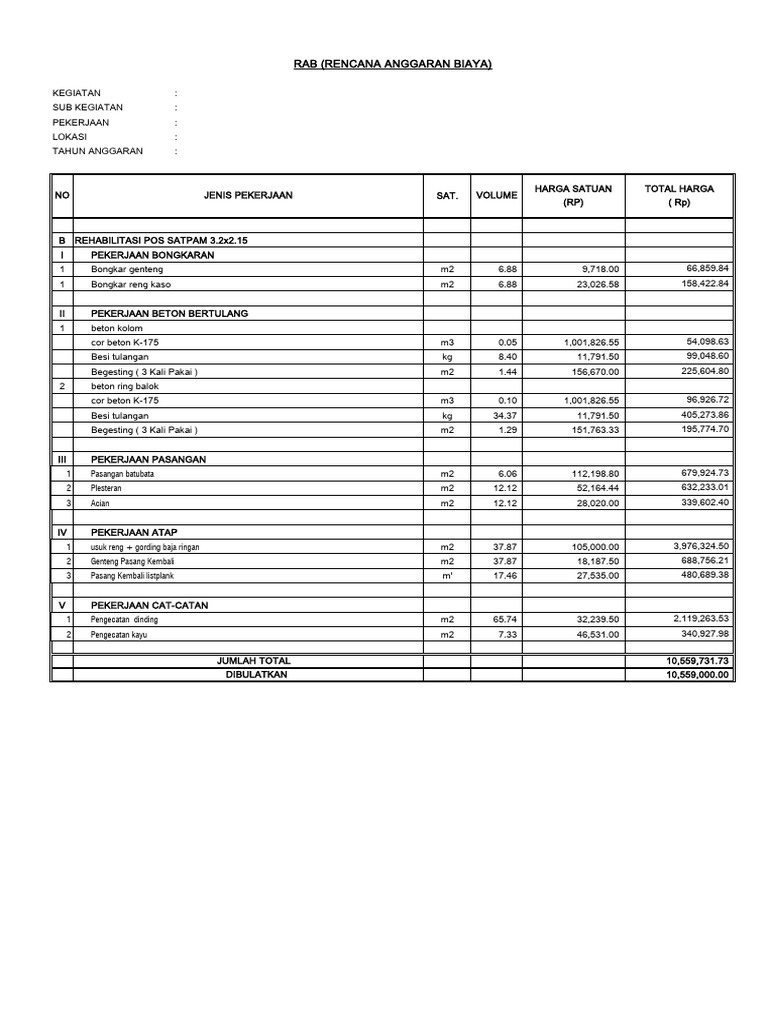 RAB Pos Satpam | PDF