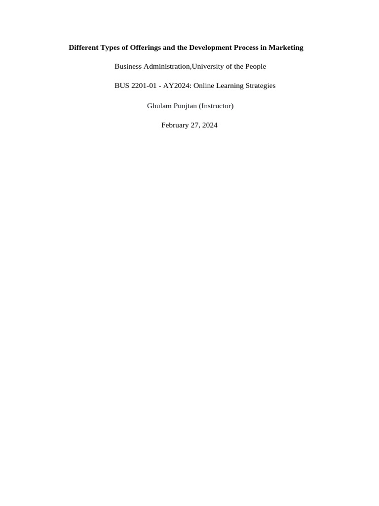 Different Types Of Offerings And The Development Process In Marketing