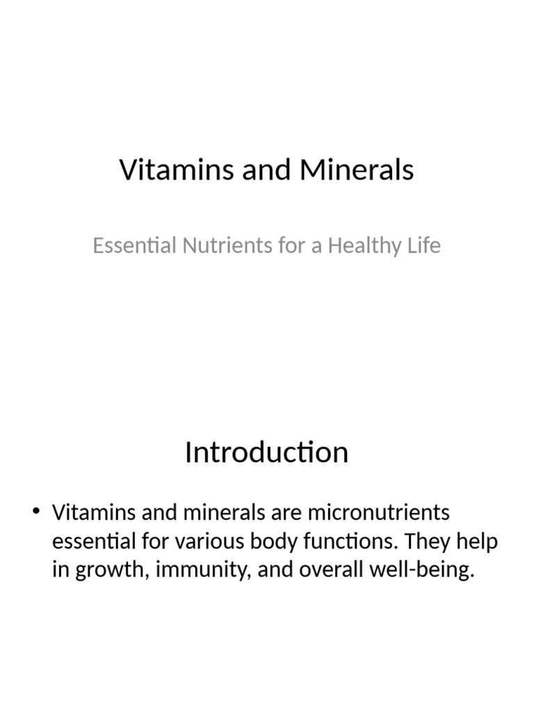 Vitamins and Minerals Presentation | PDF