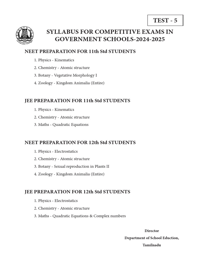 Test 5 - Syllabus | PDF