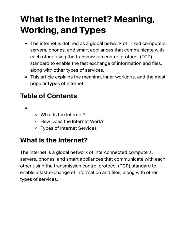 Internet Meaning, Working, and Types of Services - Spiceworks | PDF ...