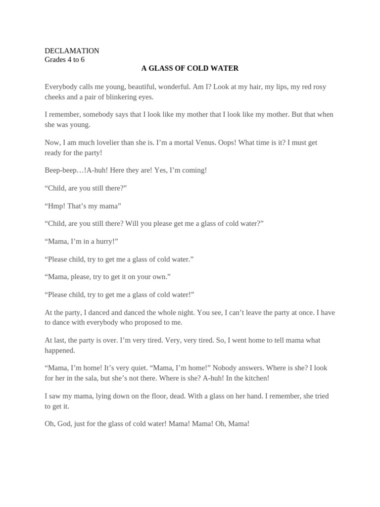 Declamation Grade 4 To 6 | PDF