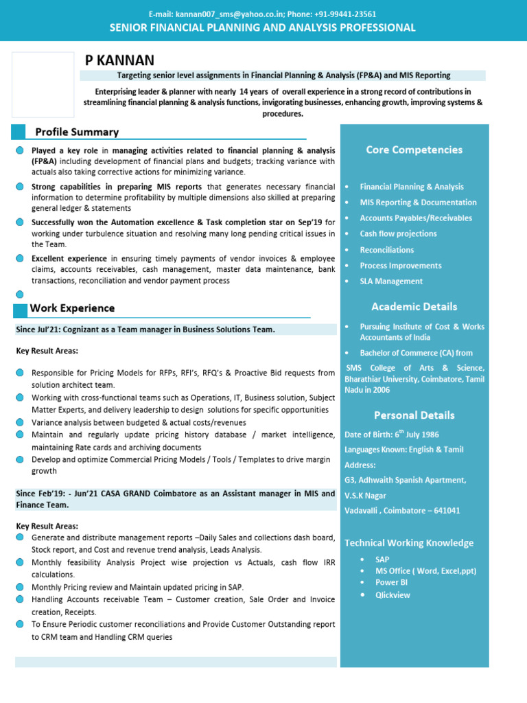 Kannan Resume 1 | PDF | Accounts Payable | Business