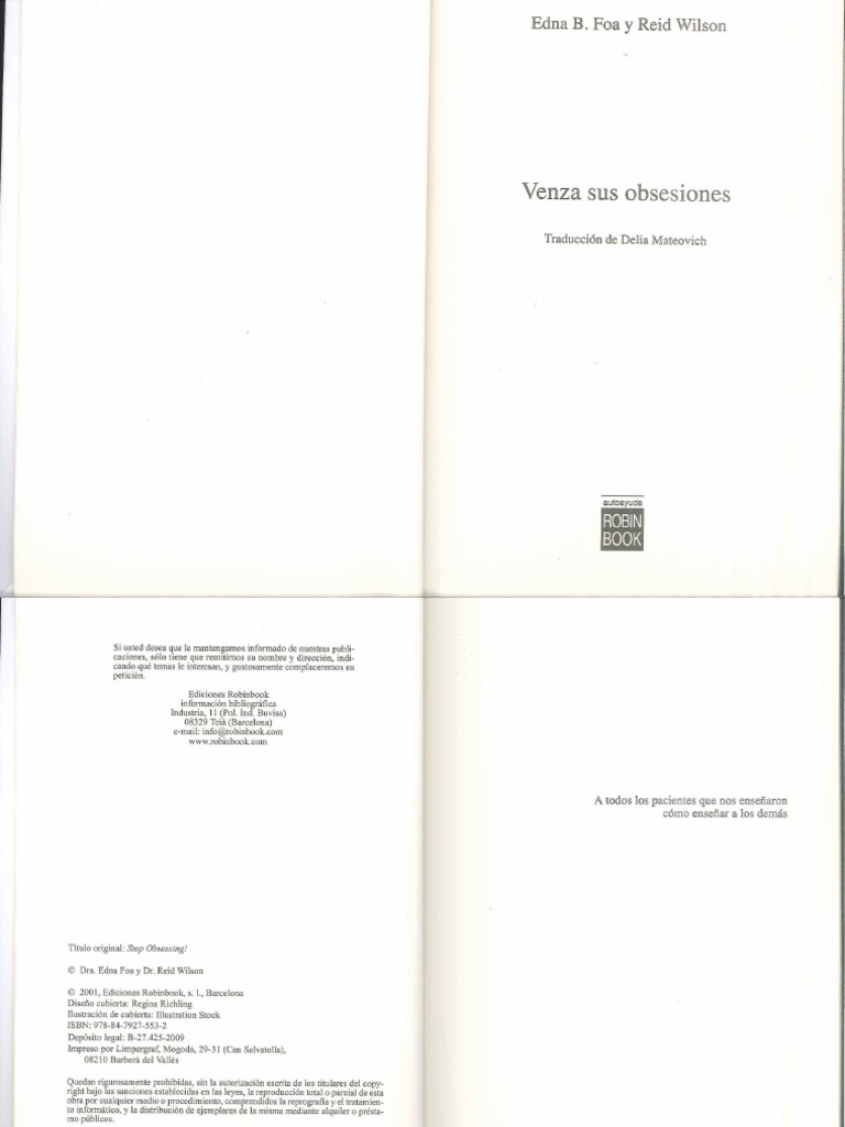 Edna Foa. Venza Sus Obsesiones | PDF