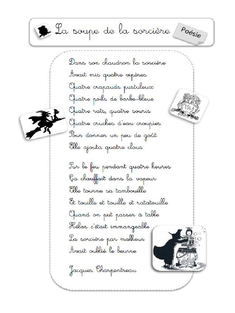 Poésie Ce1 La Soupe de La Sorcière | PDF