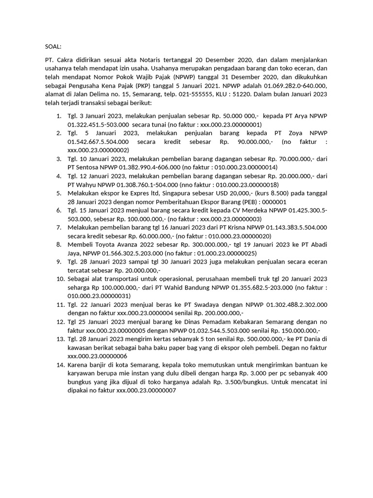 Soal Praktikum PPN Dan PPNBM | PDF