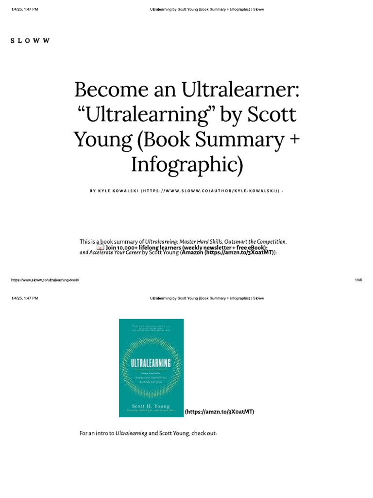 Ultralearning - Scott Young - 40 Pages - Book Summary | PDF