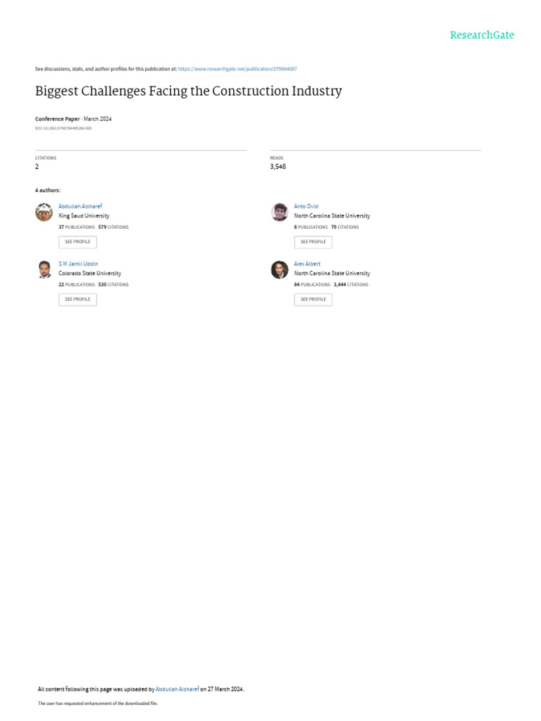 Biggest Challenges Facing The Construction Industry | PDF ...