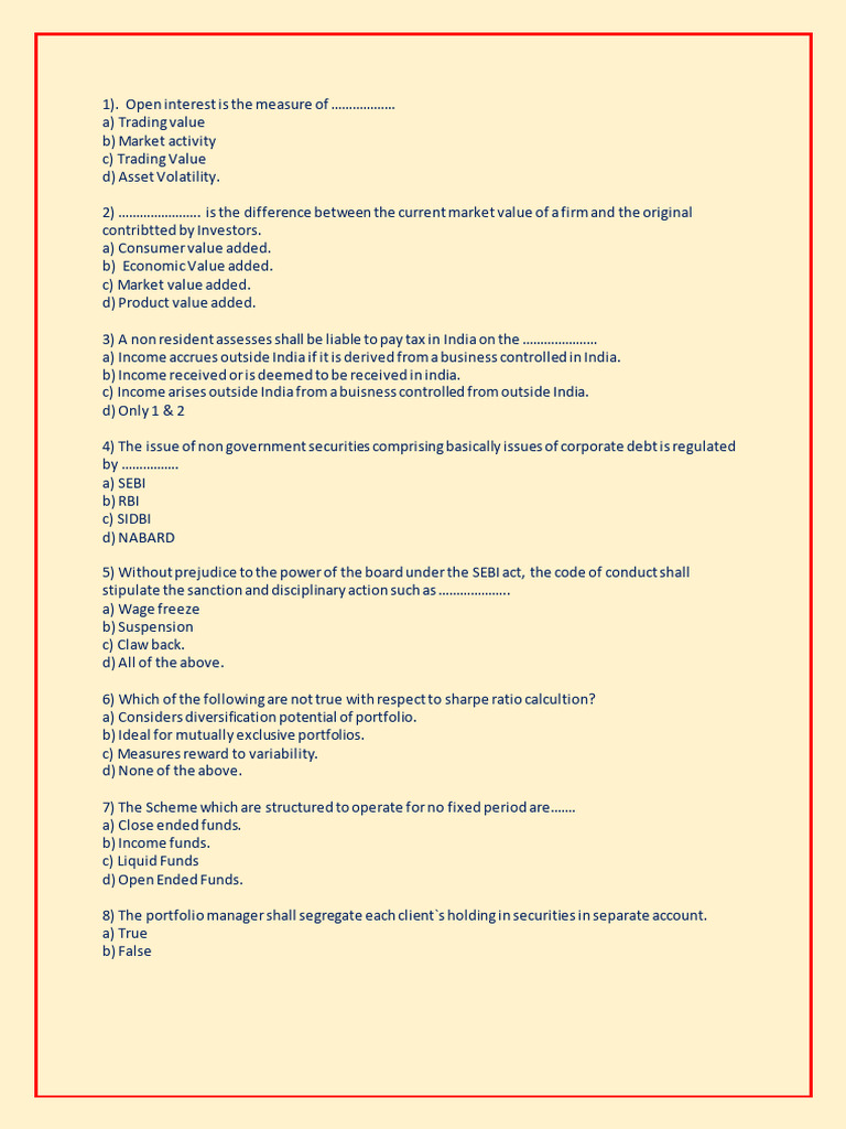 4th Set - 25 Questions Nsim Xxia | PDF | Asset Allocation | Investing