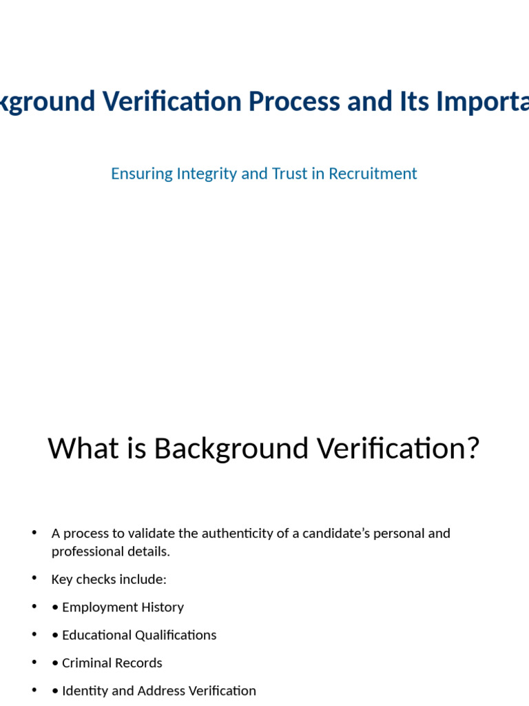 Enhanced Background Verification Process Pdf