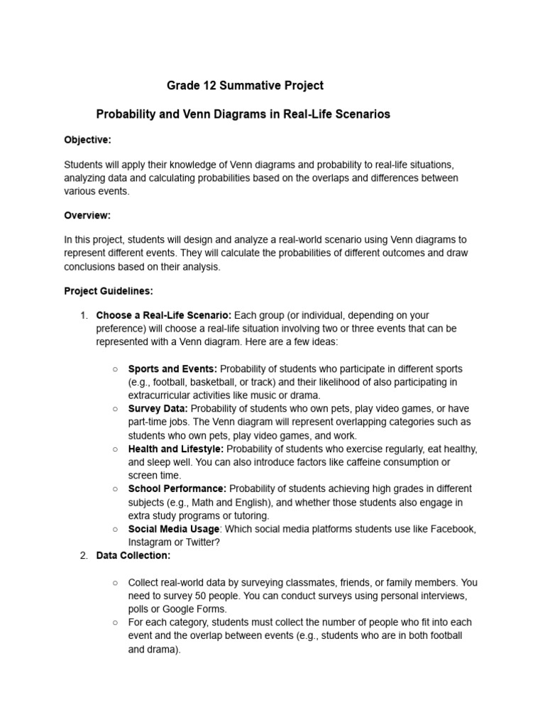 Probability and Venn Diagrams in Real-Life Scenarios | PDF | Data ...