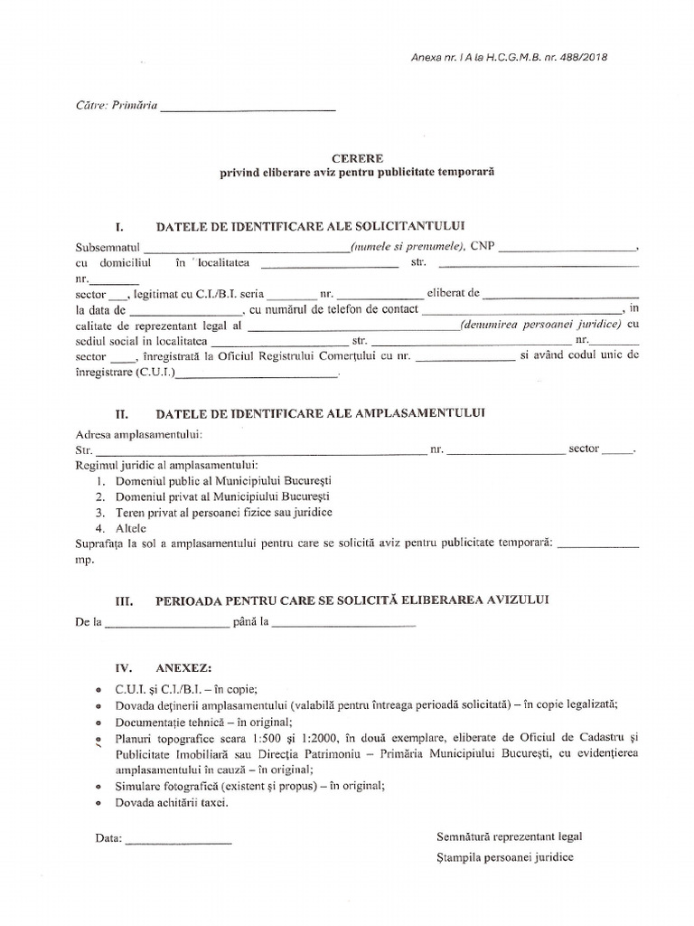 CERERE-PENTRU-AVIZ-PUBLICITATE-TEMPORARA | PDF