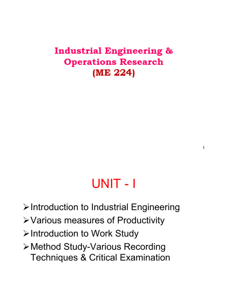 ME 224_IEOR_I | PDF | Industrial Engineering | Engineering