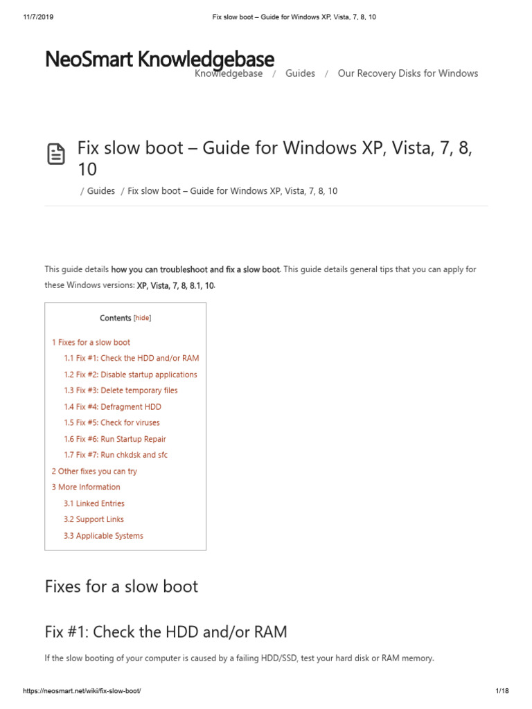Fix slow boot – Guide for Windows XP, Vista, 7, 8, 10 | PDF | Computer ...