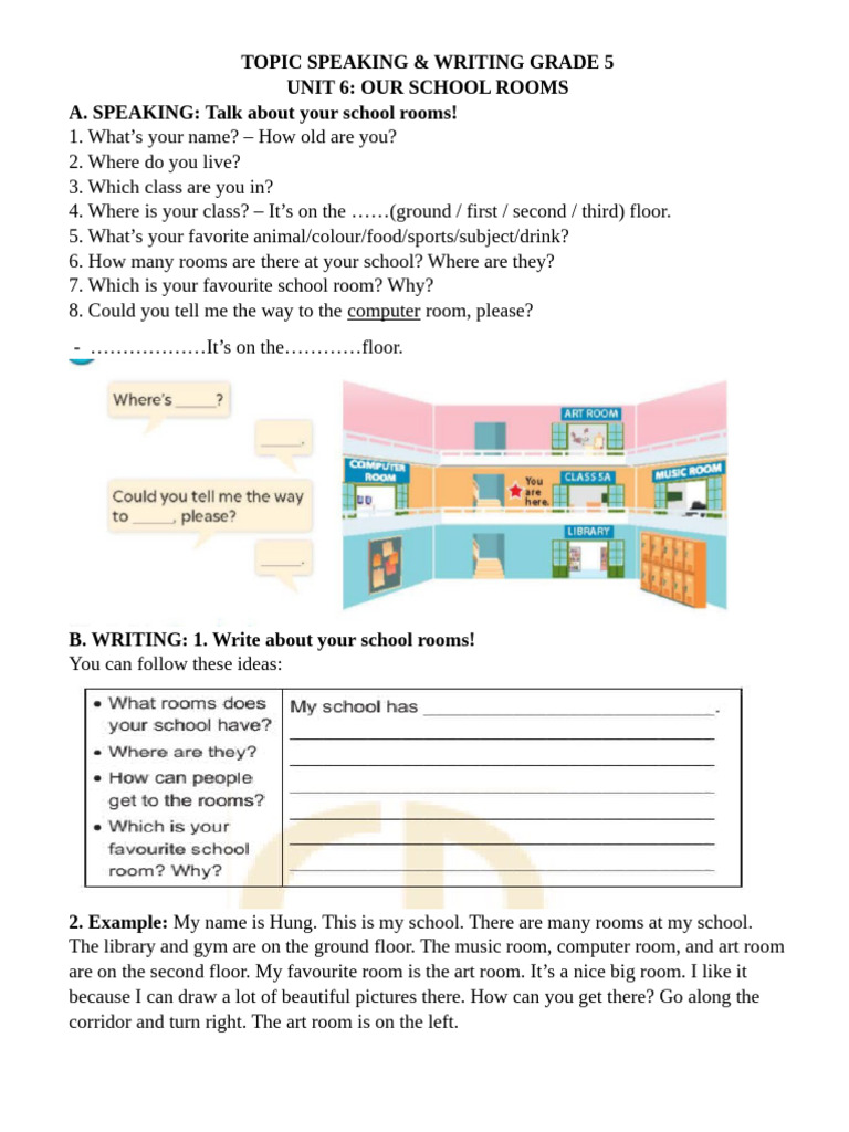 Topic Speaking + Writing Grade 5 U 6-10 | PDF
