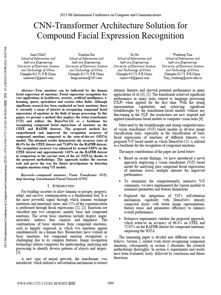 CNN-Transformer for Facial Expression Recognition | PDF | Computational Neuroscience ...