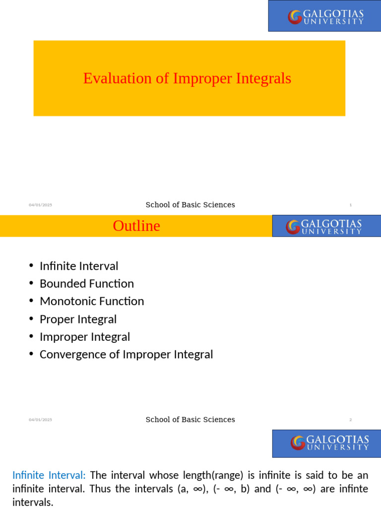 Evaluating Improper Integrals | PDF | Integral | Mathematical Objects