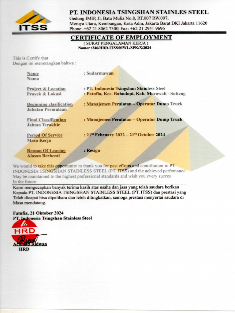 Pengalaman DT Imip | PDF