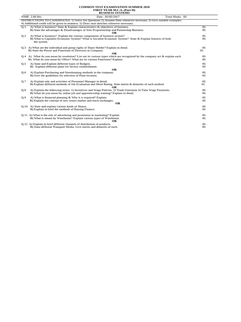 Common Test Examination Summer 2011 | PDF | Private Sector | Economics