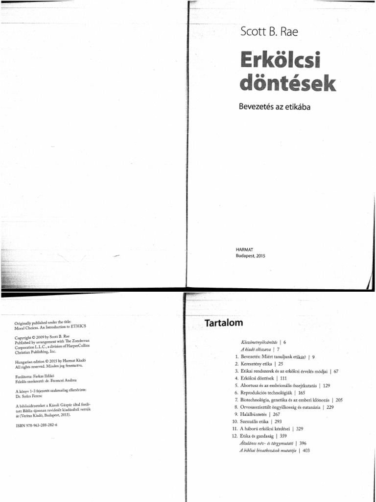 Scott B. Rae: Erkölcsi Döntések - Bevezetés Az Etikába | PDF