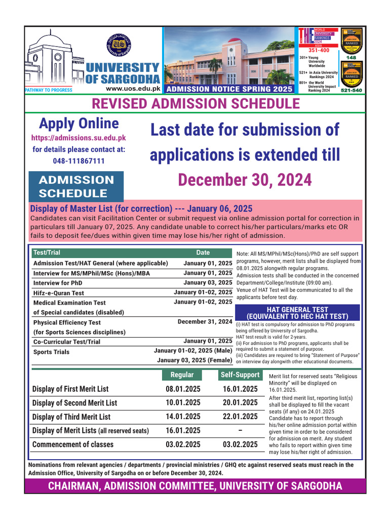 00-UOS Ad Spring 2025 Revised Schedule | PDF | Master Of Science ...