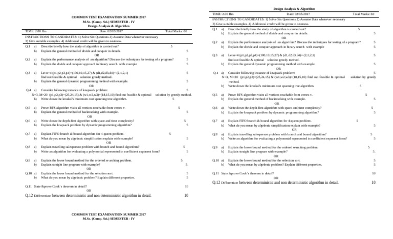 DAA_MSC paper RMK | PDF | Polynomial | Dynamic Programming
