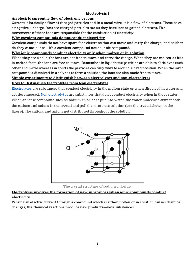 Understanding Electrolysis Processes | PDF | Ion | Redox