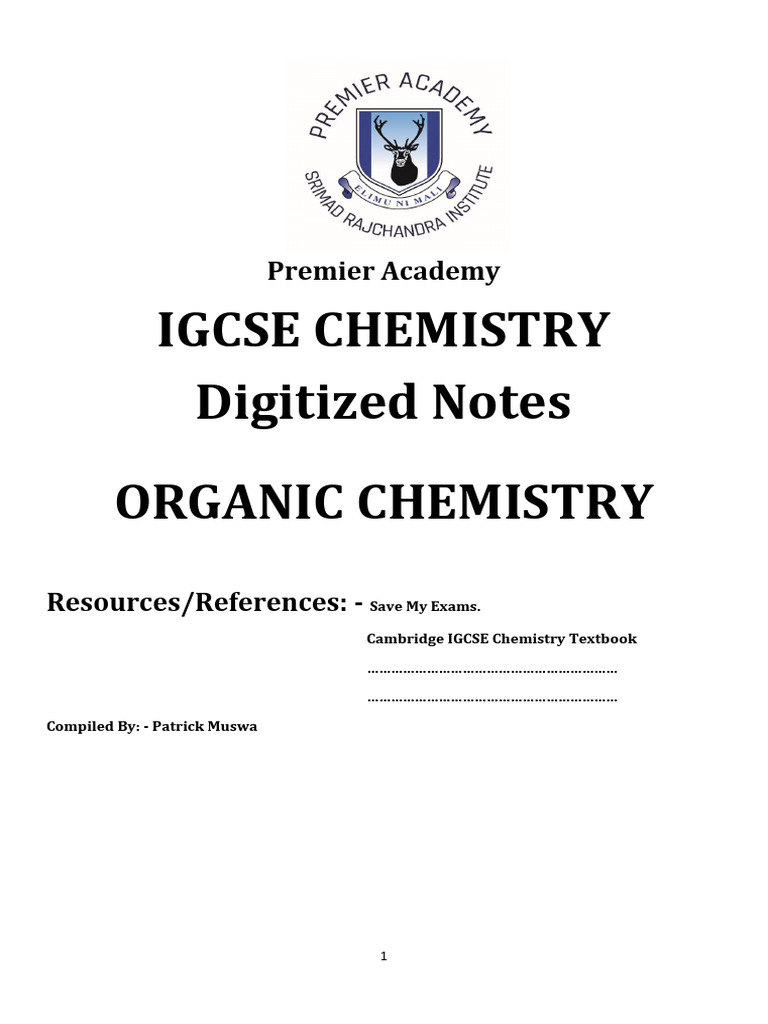 IGCSE Organic Chemistry Notes | PDF | Alkene | Alkane