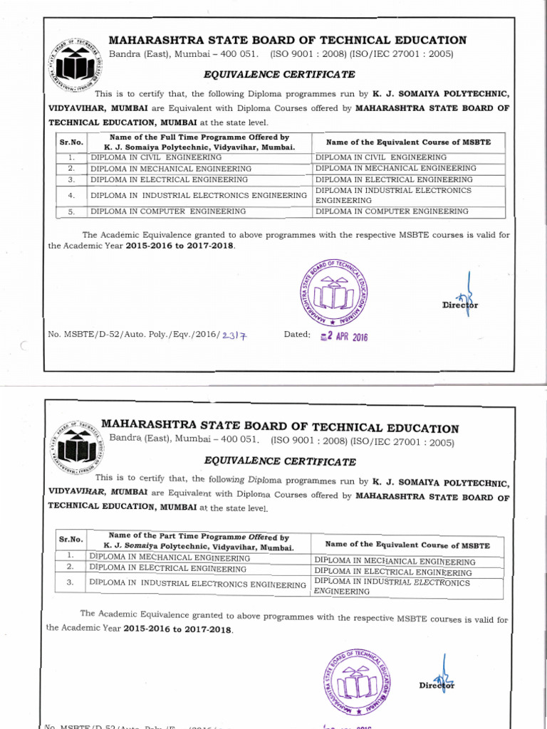 Equivalent Certificate 2018 | PDF