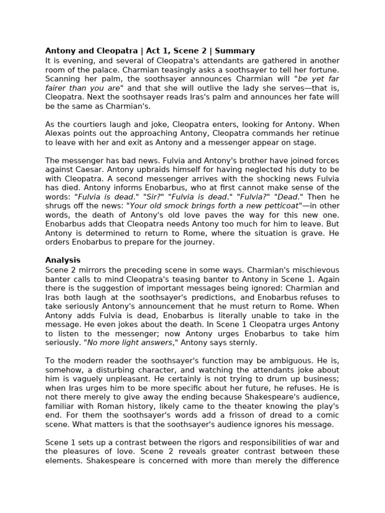 Shakespeare Enthusiasts' Summary | PDF