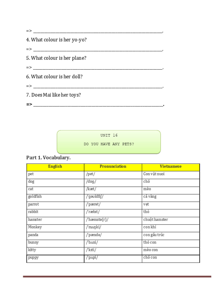 Part 1. Vocabulary.: English Pronunciation Vietnamese | PDF