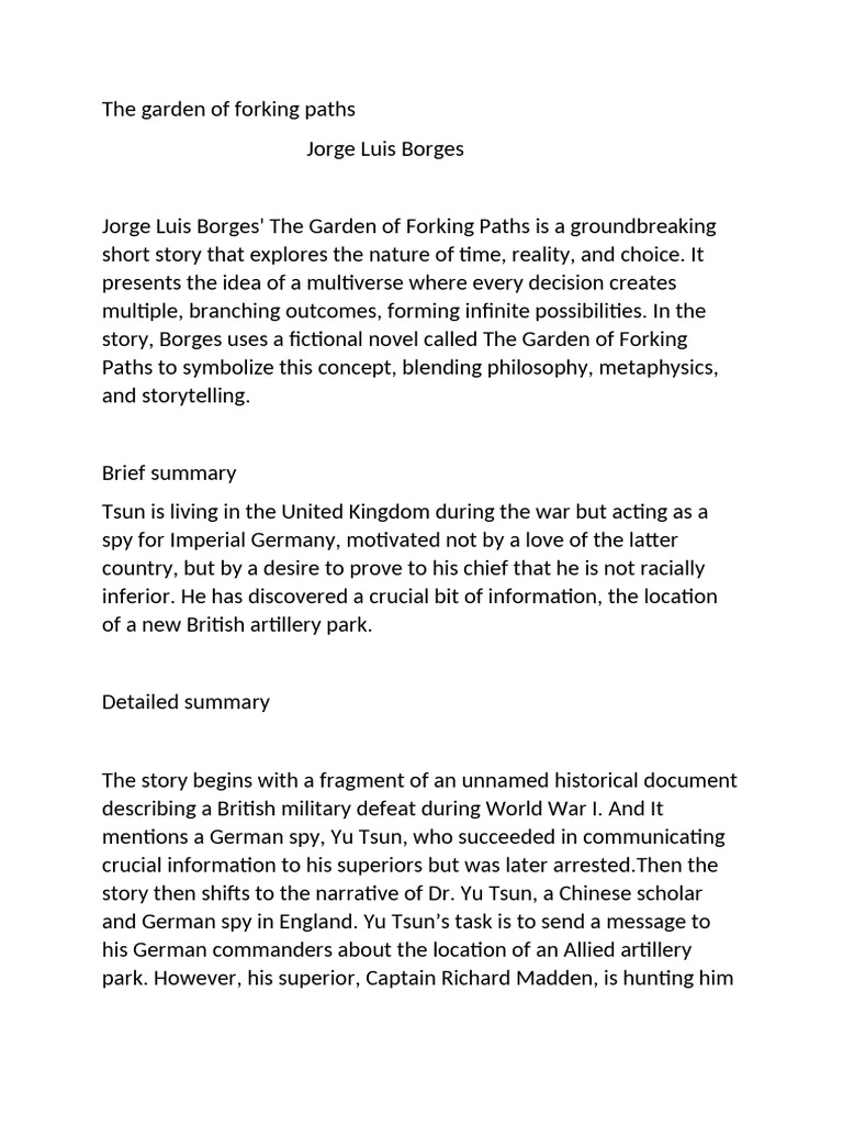 Borges' Garden of Forking Paths Explained | PDF