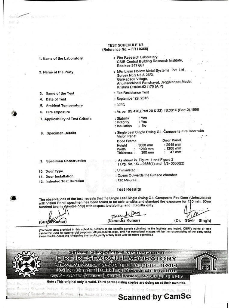 Door Test Report | PDF