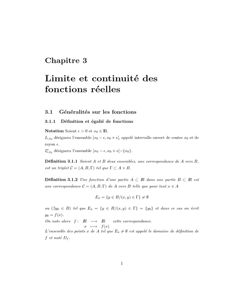 Limites et continuité des fonctions réelles | PDF | Mathématiques ...