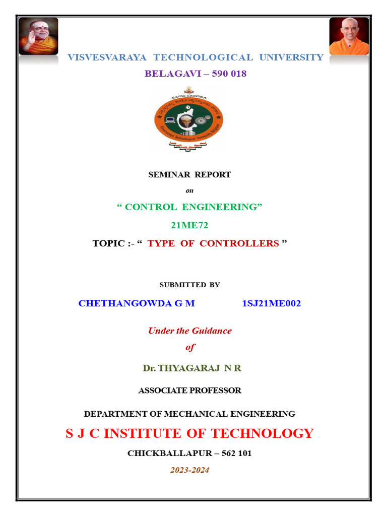 Type of Controllers Chethan | PDF | Control Theory | Control System