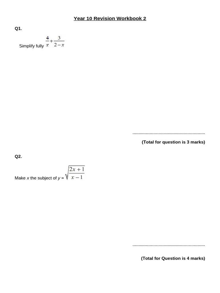 Year 10 Revision Workbook Part 2 | PDF | Elementary Mathematics | Geometry