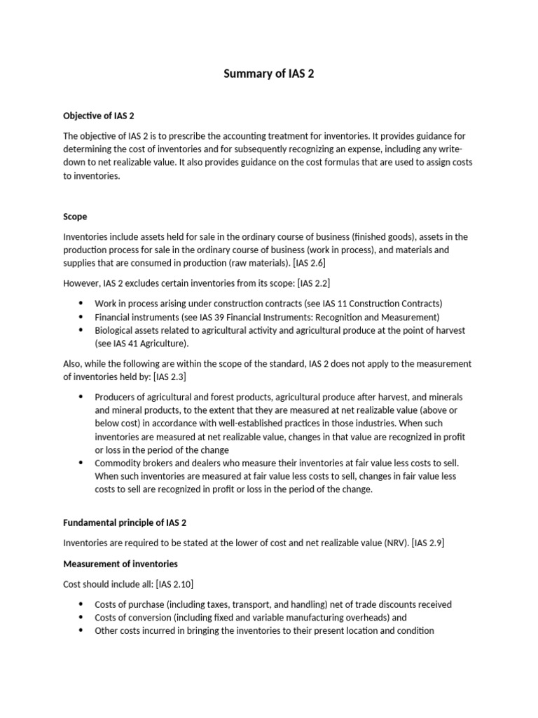 Summary of IAS 2 | PDF | Inventory | Income Statement