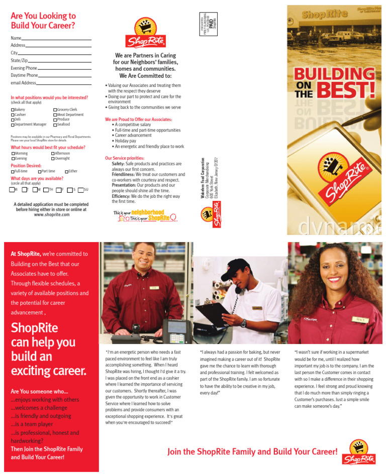 Shoprite Job Application | PDF