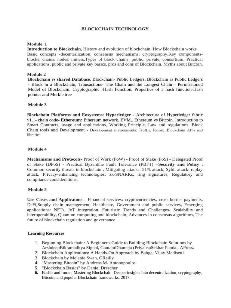 I MCA Block Chain Syllabus | PDF | Distributed Computing | Computer Science