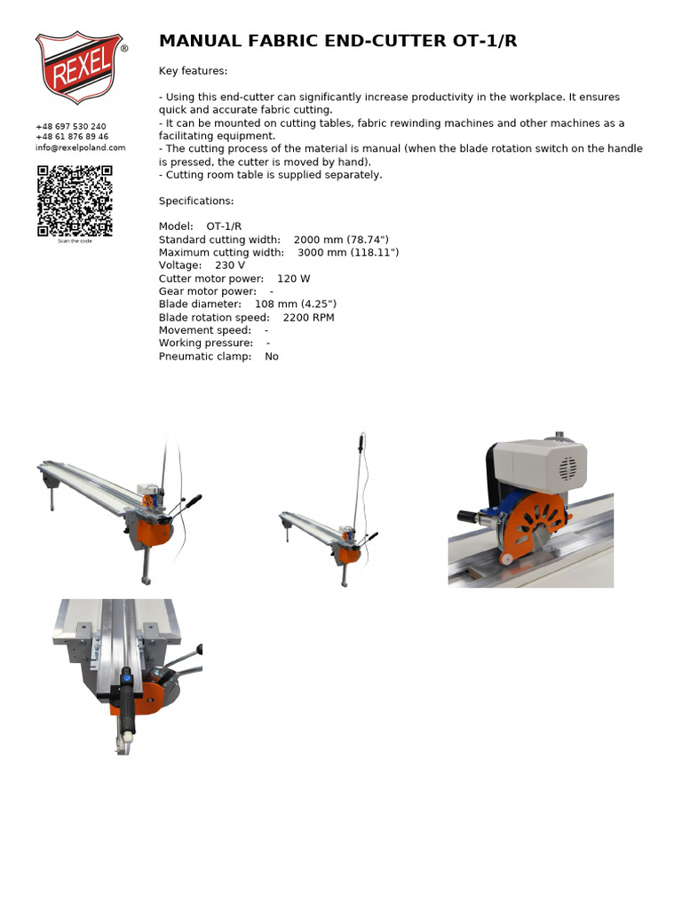 Manual Fabric End Cutter Ot 1r | PDF