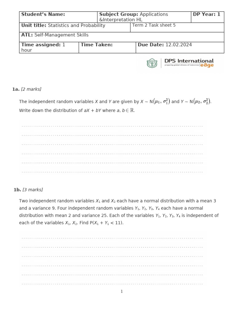 DP_1_AI_HL_Term_2_Unit_4_Task_sheet_5-NB | PDF | Applied Mathematics | Scientific Method