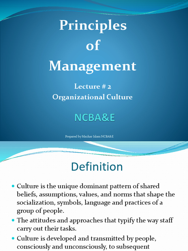 Lecture-2 Organizational Culture | PDF | Organizational Culture ...