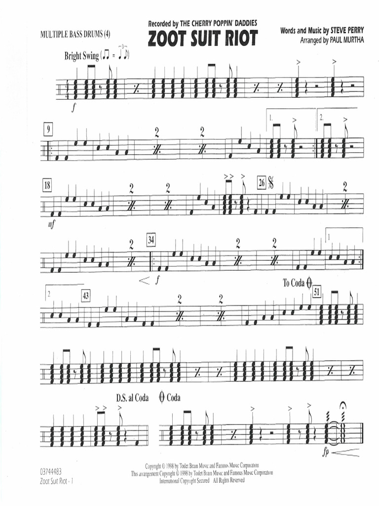 Multiple Bass Drums - Zoot Suit Riot Marching Lg | PDF