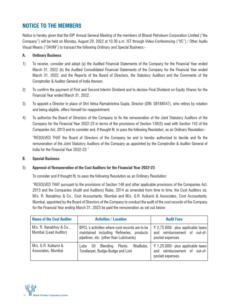 120656_AGM_Notice | PDF | Login | Electronic Voting