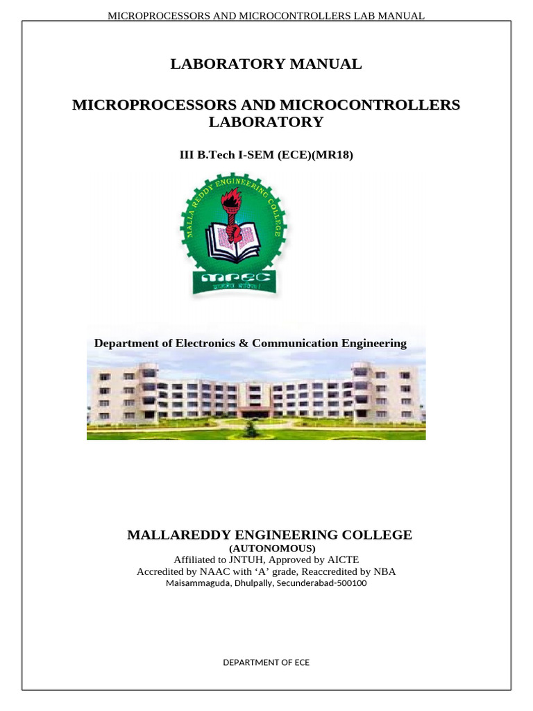 Laboratory Manual Microprocessors and Microcontrollers Laboratory | PDF | Computer Program ...