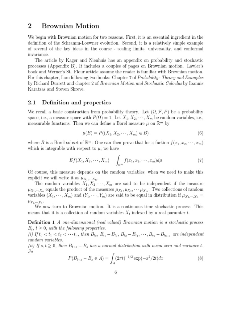 Brownian Motion | PDF | Random Variable | Stochastic Process