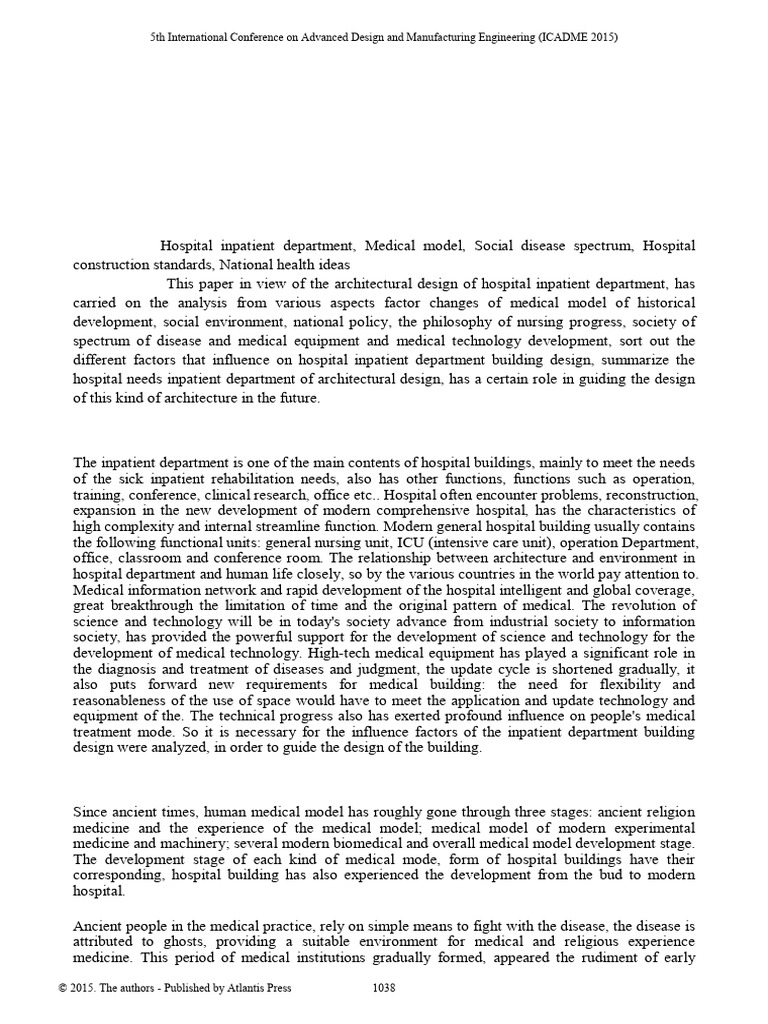 Hospital Inpatient Design Analysis | PDF | Hospital | Nursing